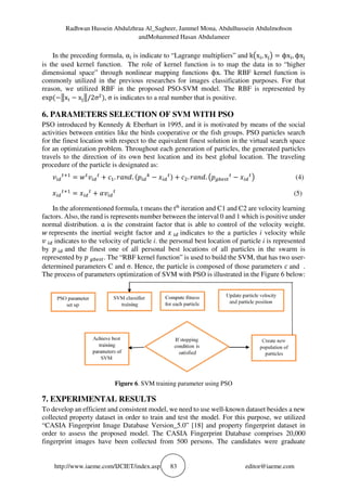 FINGERPRINT CLASSIFICATION MODEL BASED ON NEW COMBINATION OF PARTICLE SWARM OPTIMIZATION AND ...
