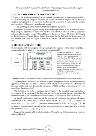 DEVELOPMENT OF A CONCEPTUAL MODEL OF ADAPTIVE ACCESS RIGHTS MANAGEMENT WITH USING THE APPARATUS ...