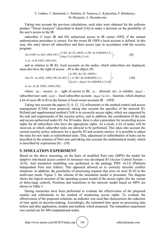 DEVELOPMENT OF A CONCEPTUAL MODEL OF ADAPTIVE ACCESS RIGHTS MANAGEMENT WITH USING THE APPARATUS ...