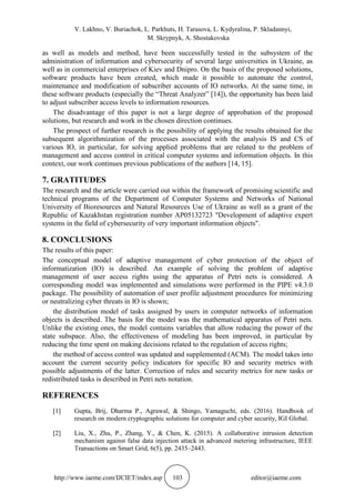 DEVELOPMENT OF A CONCEPTUAL MODEL OF ADAPTIVE ACCESS RIGHTS MANAGEMENT WITH USING THE APPARATUS ...