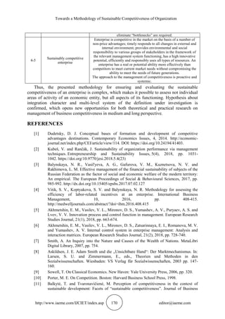 TOWARDS A METHODOLOGY OF SUSTAINABLE COMPETITIVENESS OF ORGANIZATION | PDF | Business ...