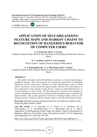 APPLICATION OF SELF-ORGANIZING FEATURE MAPS AND MARKOV CHAINS TO RECOGNITION OF DANGEROUS ...