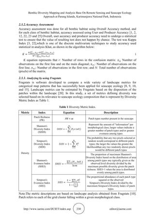 BENTHIC DIVERSITY MAPPING AND ANALYSIS BASE ON REMOTE SENSING AND SEASCAPE ECOLOGY APPROACH AT ...
