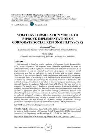 STRATEGY FORMULATION MODEL TO IMPROVE IMPLEMENTATION OF CORPORATE ...