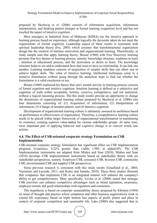 STRATEGY FORMULATION MODEL TO IMPROVE IMPLEMENTATION OF CORPORATE SOCIAL RESPONSIBILITY (CSR) | PDF
