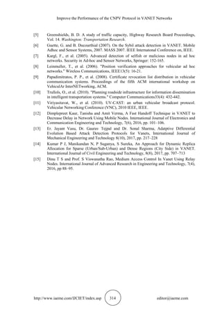 IMPROVE THE PERFORMANCE OF THE CNPV PROTOCOL IN VANET NETWORKS | PDF