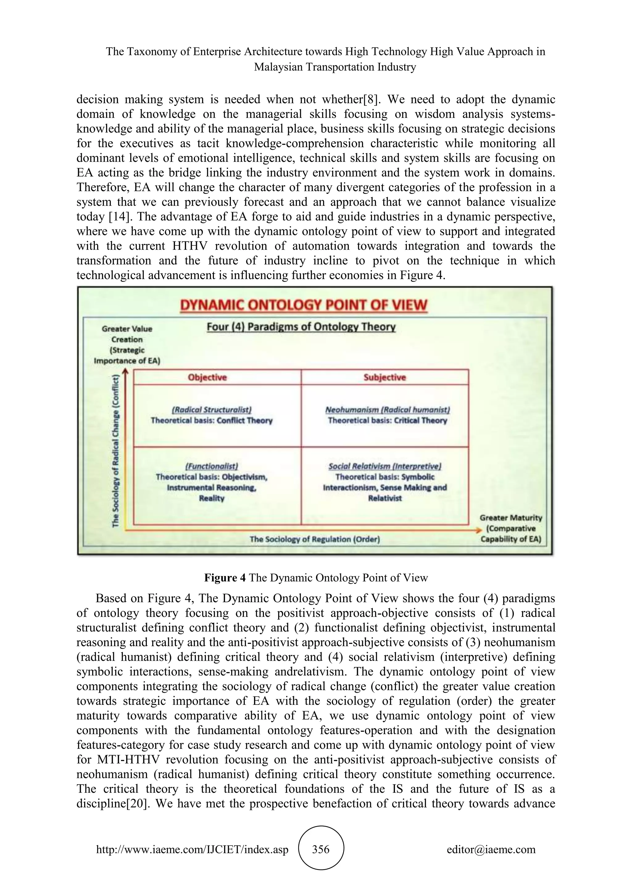 THE TAXONOMY OF ENTERPRISE ARCHITECTURE TOWARDS HIGH TECHNOLOGY HIGH ...