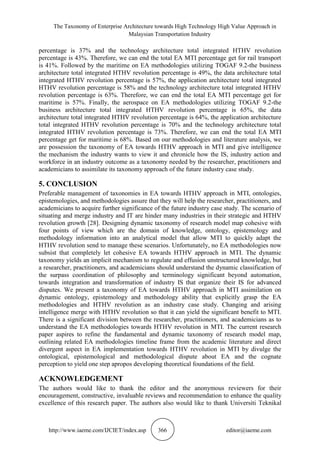THE TAXONOMY OF ENTERPRISE ARCHITECTURE TOWARDS HIGH TECHNOLOGY HIGH ...