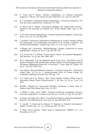 THE TAXONOMY OF ENTERPRISE ARCHITECTURE TOWARDS HIGH TECHNOLOGY HIGH ...