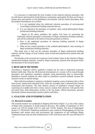 TRADITIONAL PROCEDURES OF ENVIRONMENTAL VISION BUGIS ARCHITECTURE ...