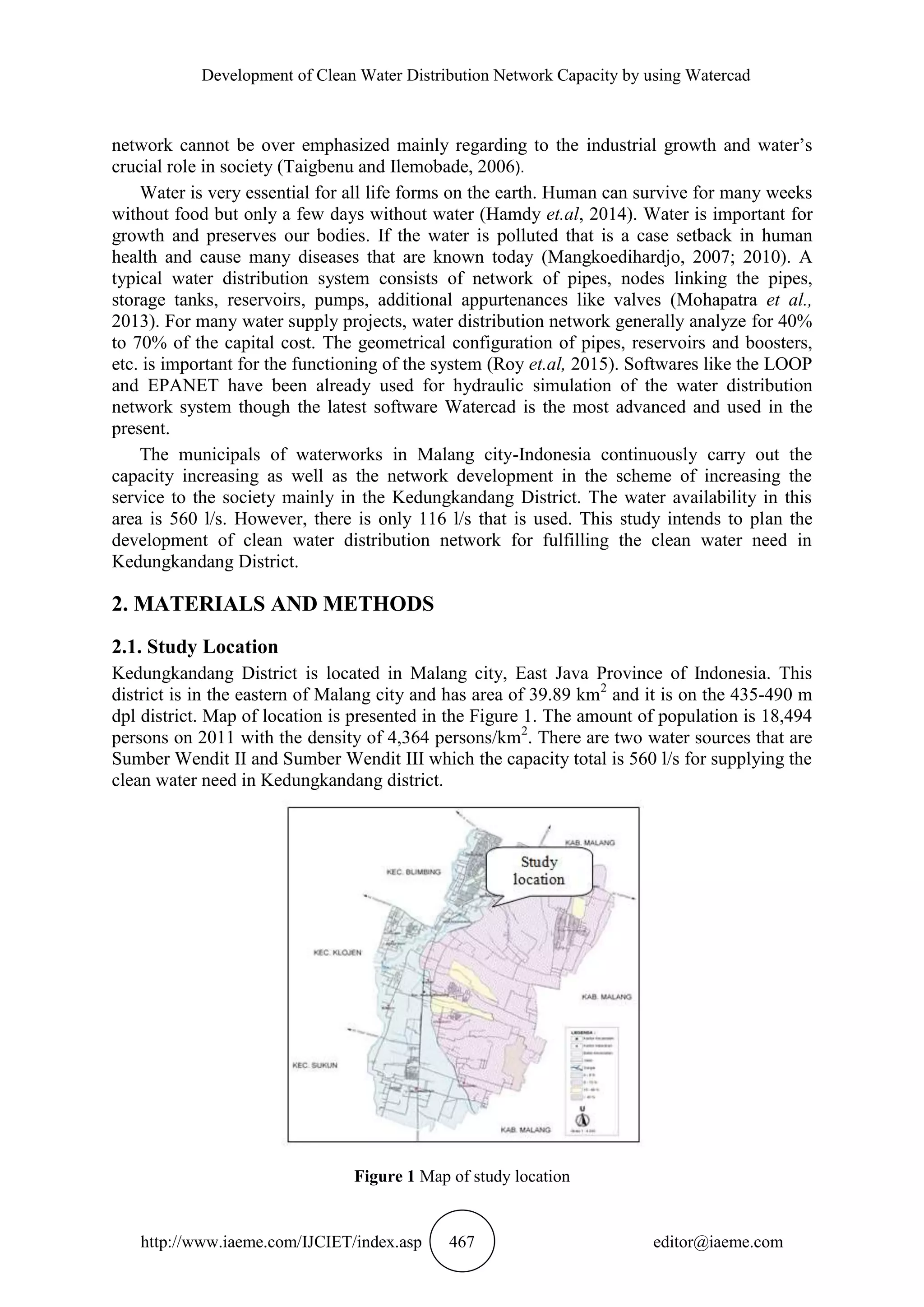 DEVELOPMENT OF CLEAN WATER DISTRIBUTION NETWORK CAPACITY BY USING ...