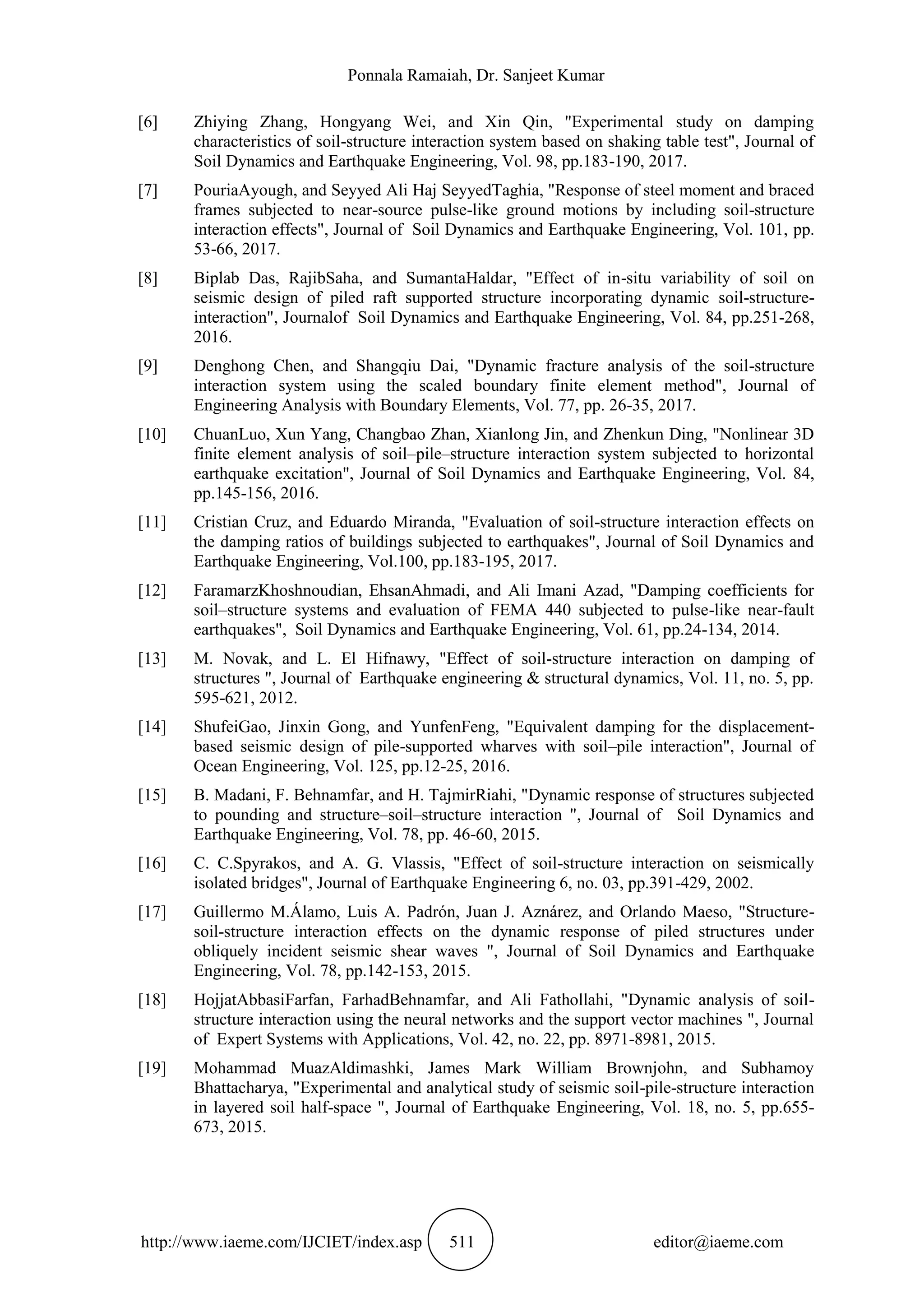 DYNAMIC ANALYSIS OF SOIL STRUCTURE INTERACTION (SSI) USING ANFIS MODEL WITH OBA MACHINE LEARNING ...