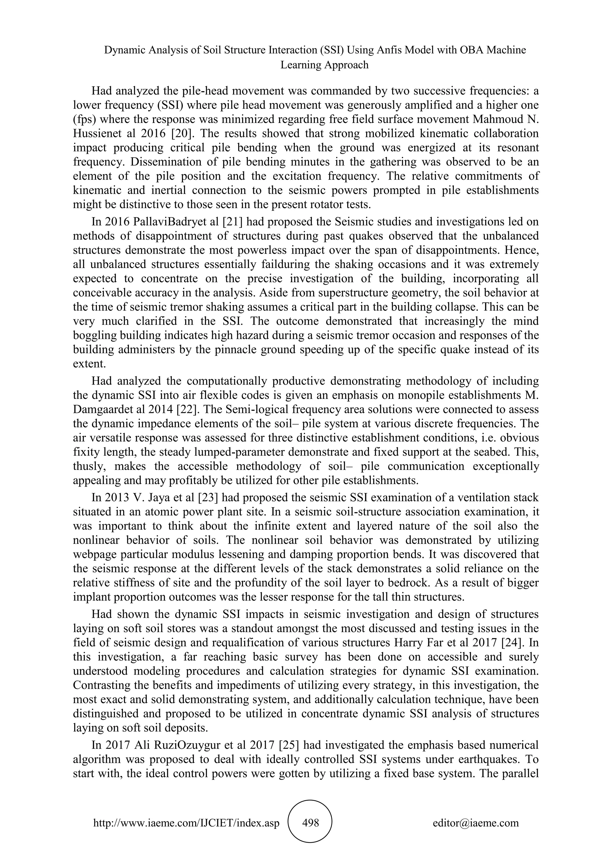 DYNAMIC ANALYSIS OF SOIL STRUCTURE INTERACTION (SSI) USING ANFIS MODEL ...
