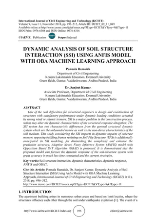 DYNAMIC ANALYSIS OF SOIL STRUCTURE INTERACTION (SSI) USING ANFIS MODEL ...
