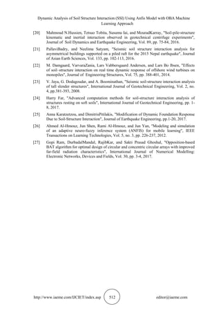 DYNAMIC ANALYSIS OF SOIL STRUCTURE INTERACTION (SSI) USING ANFIS MODEL WITH OBA MACHINE LEARNING ...