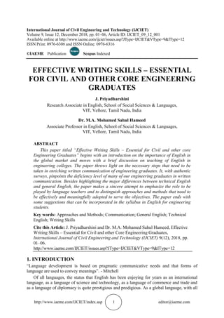 EFFECTIVE WRITING SKILLS – ESSENTIAL FOR CIVIL AND OTHER CORE ...
