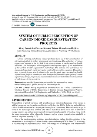 SYSTEM OF PUBLIC PERCEPTION OF CARBON DIOXIDE SEQUESTRATION PROJECTS | PDF