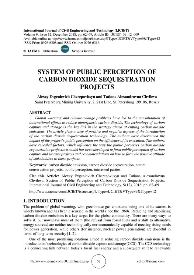 SYSTEM OF PUBLIC PERCEPTION OF CARBON DIOXIDE SEQUESTRATION PROJECTS | PDF