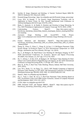 METHODS AND ALGORITHMS FOR STITCHING 360-DEGREE VIDEO | PDF