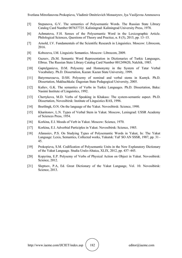 CONCEPTUAL ANALYSIS OF THE POLYSEMANTIC VERB IN THE YAKUT LANGUAGE | PDF