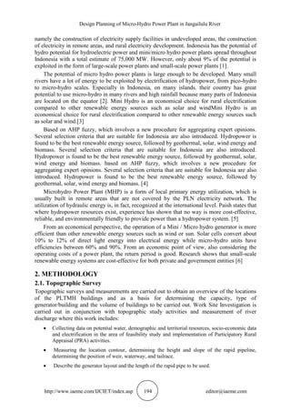 DESIGN PLANNING OF MICRO-HYDRO POWER PLANT IN JANGAILULU RIVER | PDF