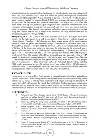 A REVIEW ARTICLE ON IMPACT OF URBANIZATION ON HYDROLOGICAL PARAMETERS | PDF