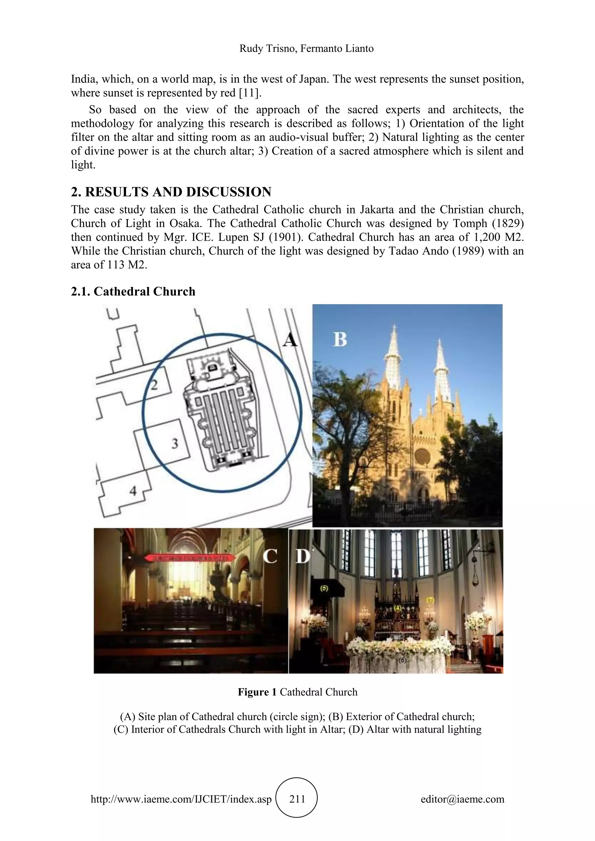 THE MEANING OF NATURAL LIGHTING ON ALTAR CASE STUDY: CATHEDRAL CHURCH ...