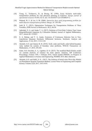 MODIFIED VOGEL APPROXIMATION METHOD FOR BALANCED TRANSPORTATION MODELS TOWARDS OPTIMAL OPTION ...