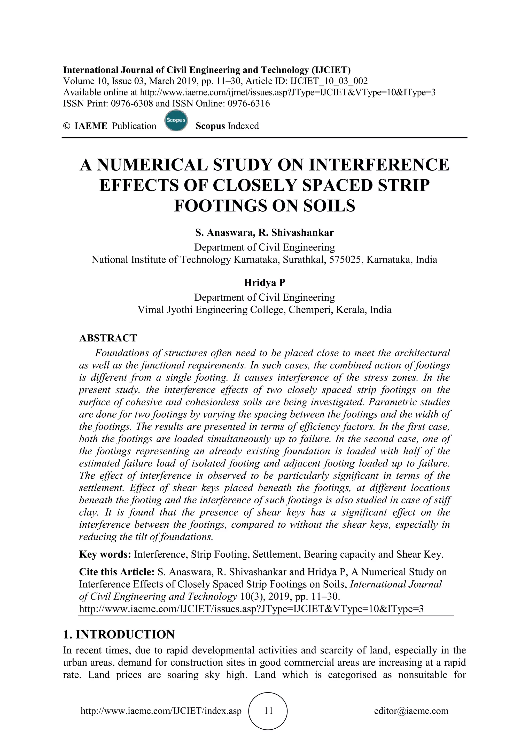 A NUMERICAL STUDY ON INTERFERENCE EFFECTS OF CLOSELY SPACED STRIP ...