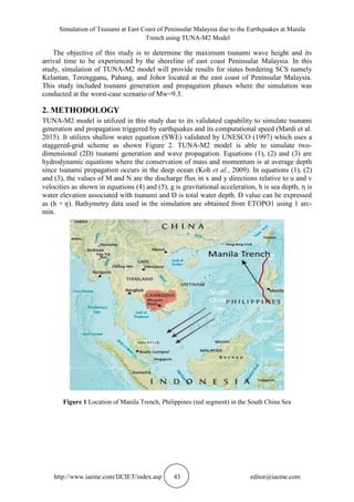SIMULATION OF TSUNAMI AT EAST COAST OF PENINSULAR MALAYSIA DUE TO THE ...