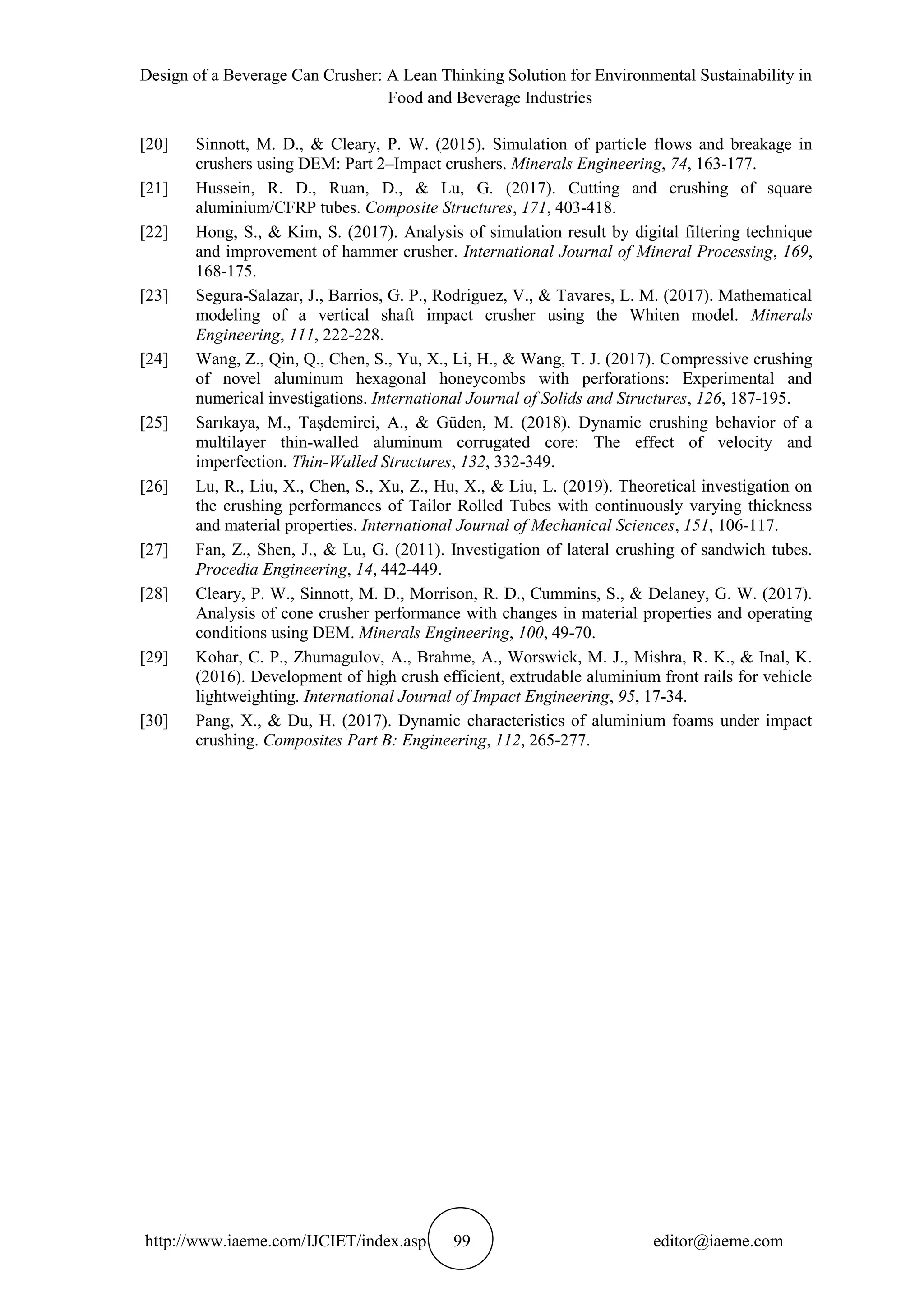 DESIGN OF A BEVERAGE CAN CRUSHER: A LEAN THINKING SOLUTION FOR ENVIRONMENTAL SUSTAINABILITY IN ...