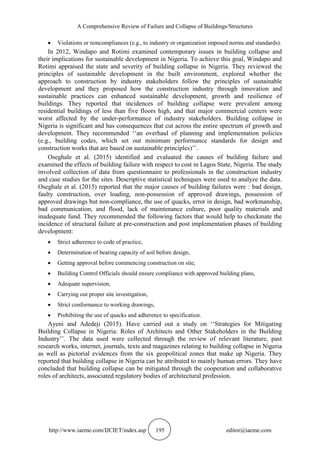 A COMPREHENSIVE REVIEW OF FAILURE AND COLLAPSE OF BUILDINGS/STRUCTURES ...