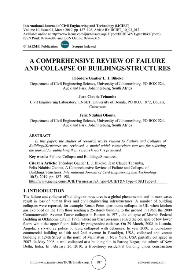 A COMPREHENSIVE REVIEW OF FAILURE AND COLLAPSE OF BUILDINGS/STRUCTURES ...