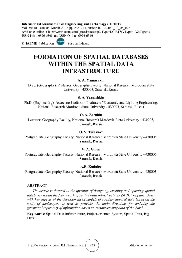 Formation Of Spatial Databases Within The Spatial Data Infrastructure Pdf