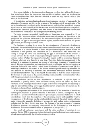 FORMATION OF SPATIAL DATABASES WITHIN THE SPATIAL DATA INFRASTRUCTURE | PDF | Databases ...