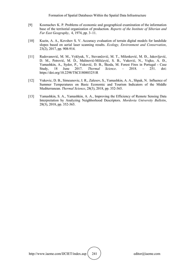 Formation Of Spatial Databases Within The Spatial Data Infrastructure