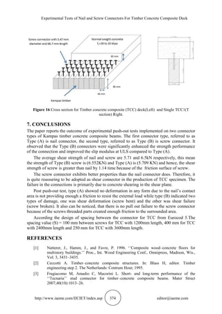 EXPERIMENTAL TESTS OF NAIL AND SCREW CONNECTORS FOR TIMBER CONCRETE ...