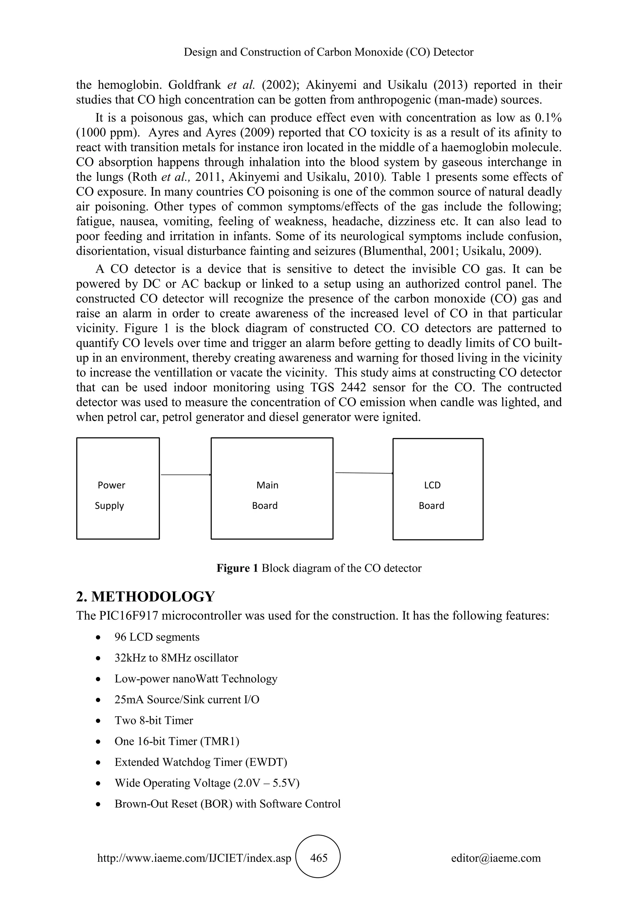DESIGN AND CONSTRUCTION OF CARBON MONOXIDE (CO) DETECTOR | PDF
