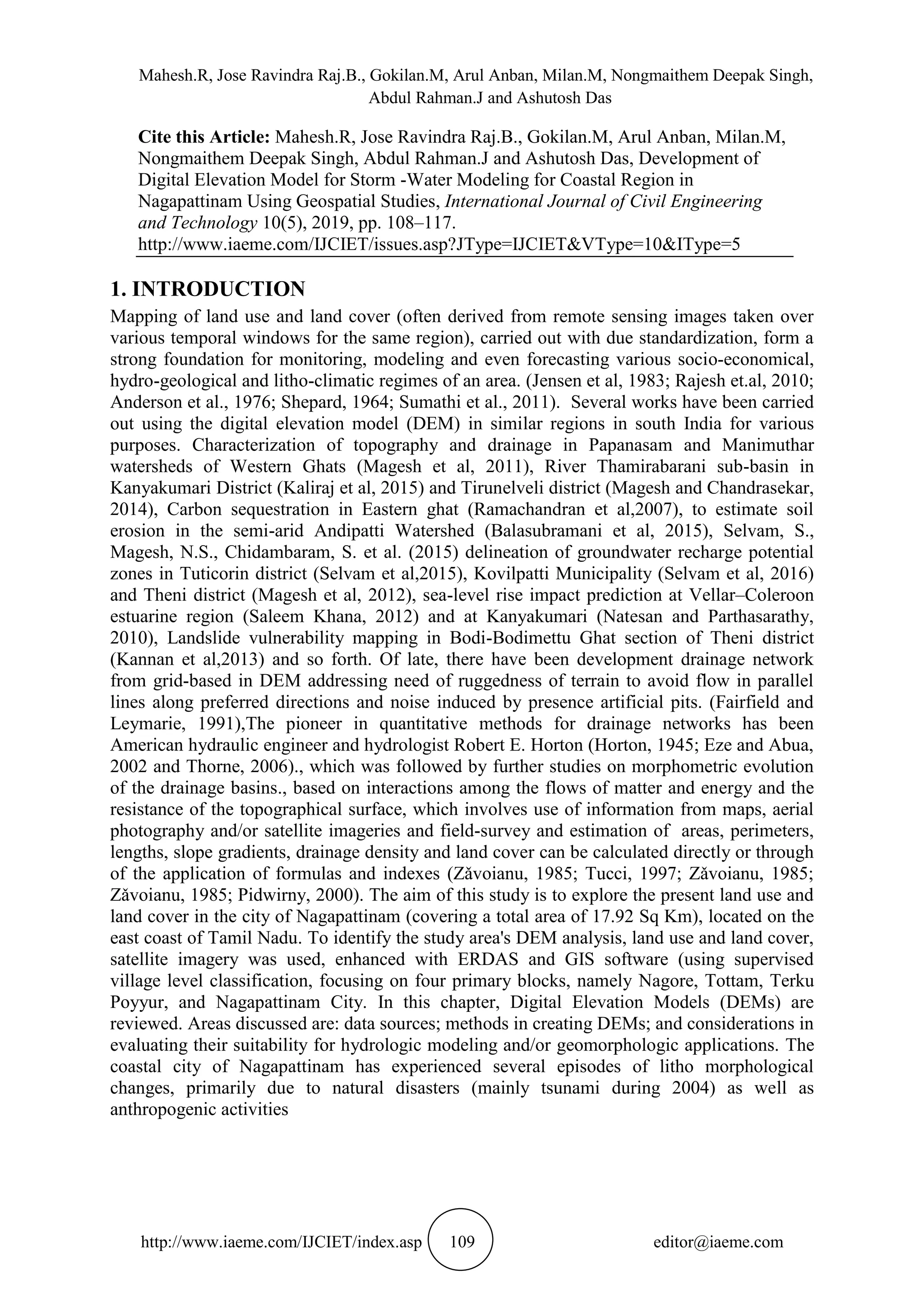DEVELOPMENT OF DIGITAL ELEVATION MODEL FOR STORM -WATER MODELING FOR ...