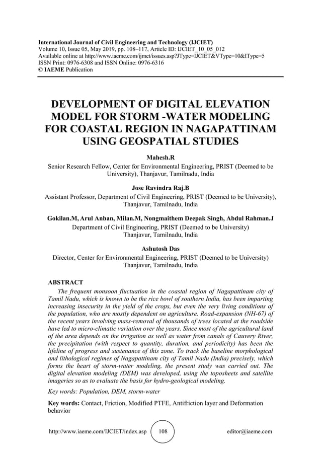 DEVELOPMENT OF DIGITAL ELEVATION MODEL FOR STORM -WATER MODELING FOR ...
