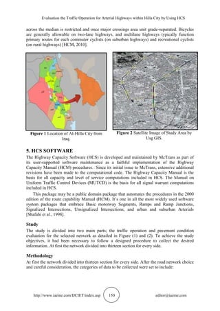 EVALUATION THE TRAFFIC OPERATION FOR ARTERIAL HIGHWAYS WITHIN HILLA ...