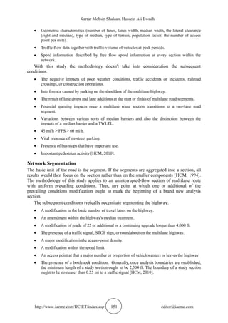 EVALUATION THE TRAFFIC OPERATION FOR ARTERIAL HIGHWAYS WITHIN HILLA ...
