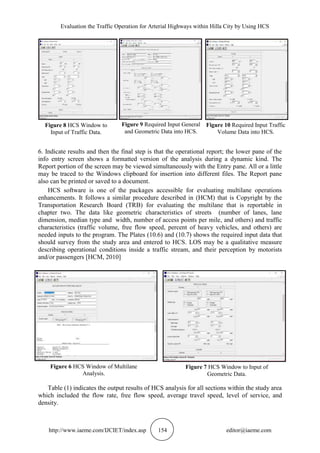 EVALUATION THE TRAFFIC OPERATION FOR ARTERIAL HIGHWAYS WITHIN HILLA ...