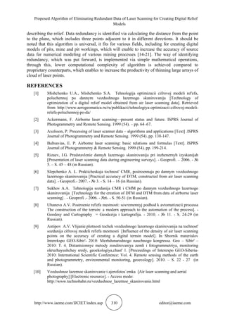 PROPOSED ALGORITHM OF ELIMINATING REDUNDANT DATA OF LASER SCANNING FOR ...