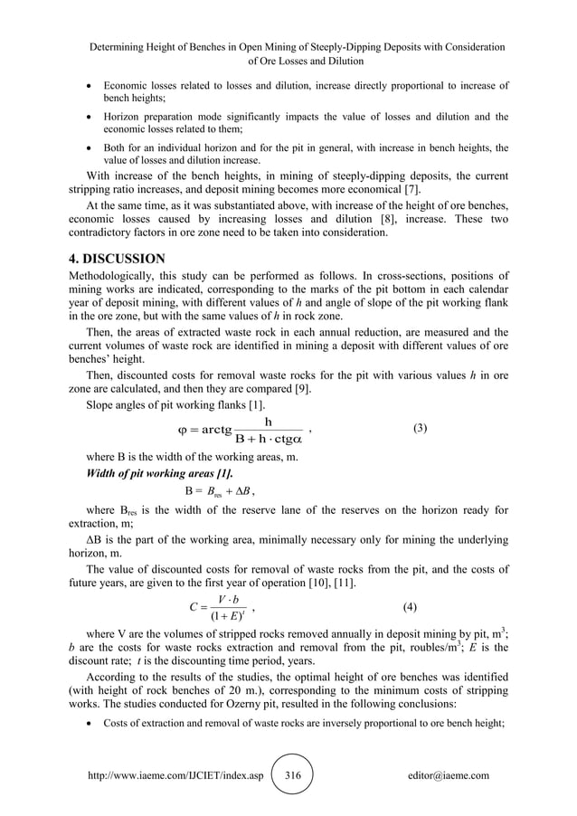 DETERMINING HEIGHT OF BENCHES IN OPEN MINING OF STEEPLY-DIPPING ...