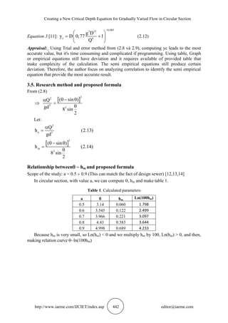 CREATING A NEW CRITICAL DEPTH EQUATION FOR GRADUALLY VARIED FLOW IN CIRCULAR SECTION | PDF ...