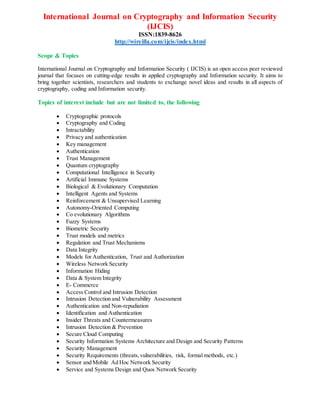 International Journal on Cryptography and Information Security (IJCIS ...