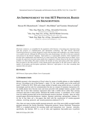An Improvement To The Set Protocol Based On Signcryption | PDF | Information and Network ...