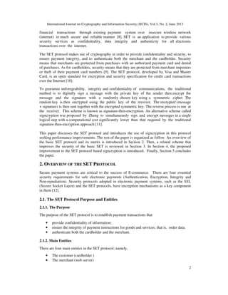 An Improvement To The Set Protocol Based On Signcryption | PDF | Information and Network ...