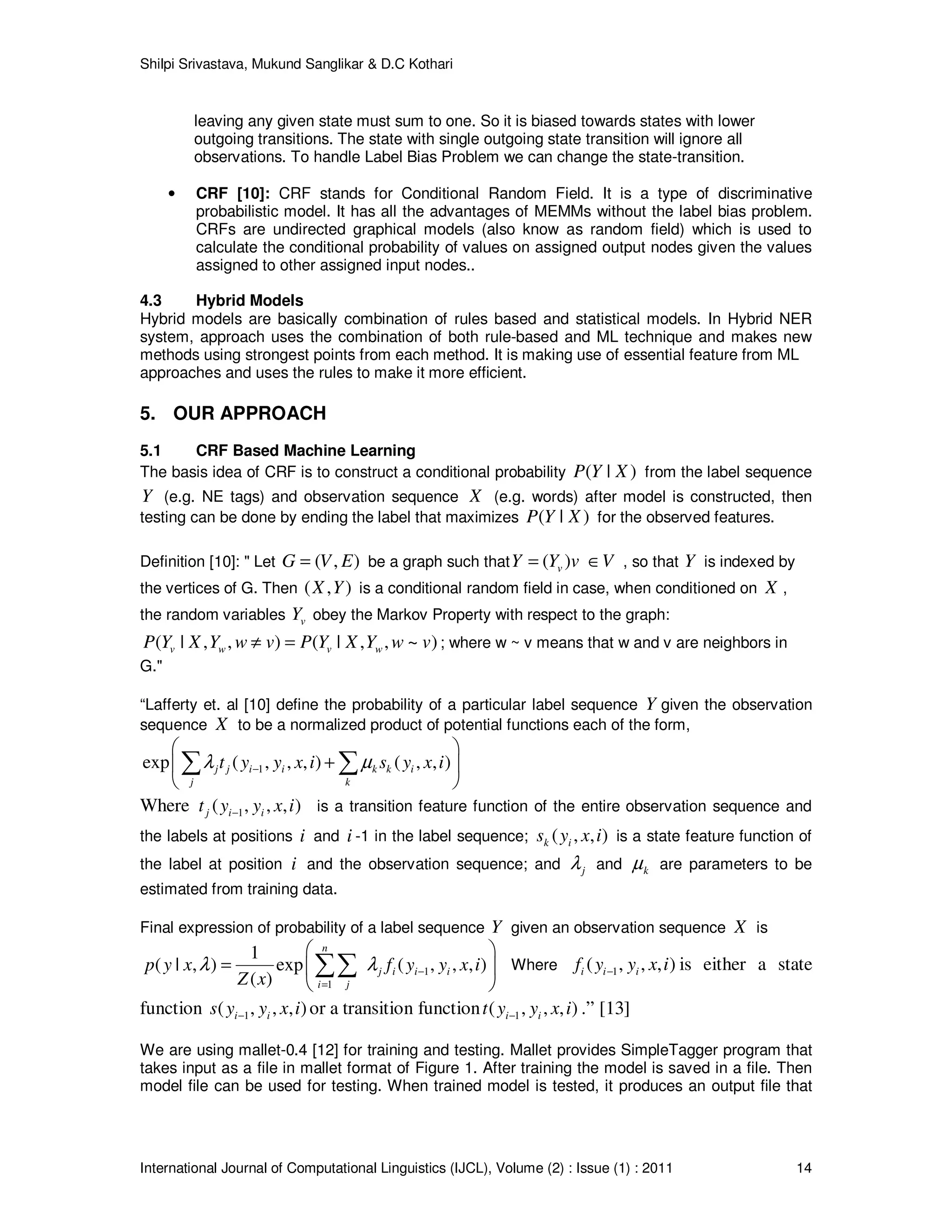 Named Entity Recognition System for Hindi Language: A Hybrid Approach | PDF | Databases ...